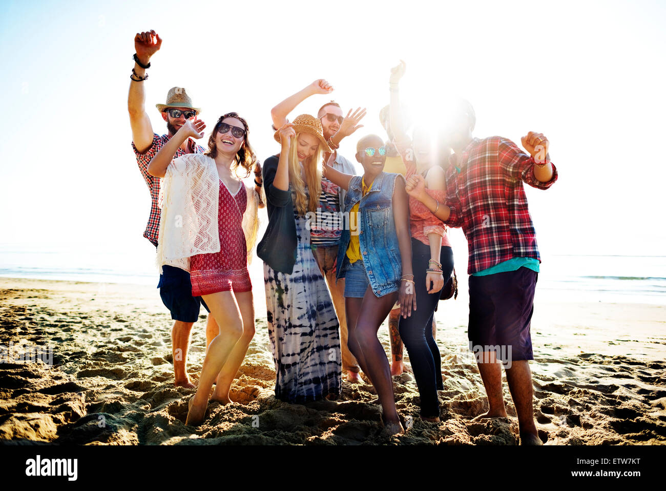 Teenagers Friends Beach Party Happiness Concept Stock Photo - Alamy