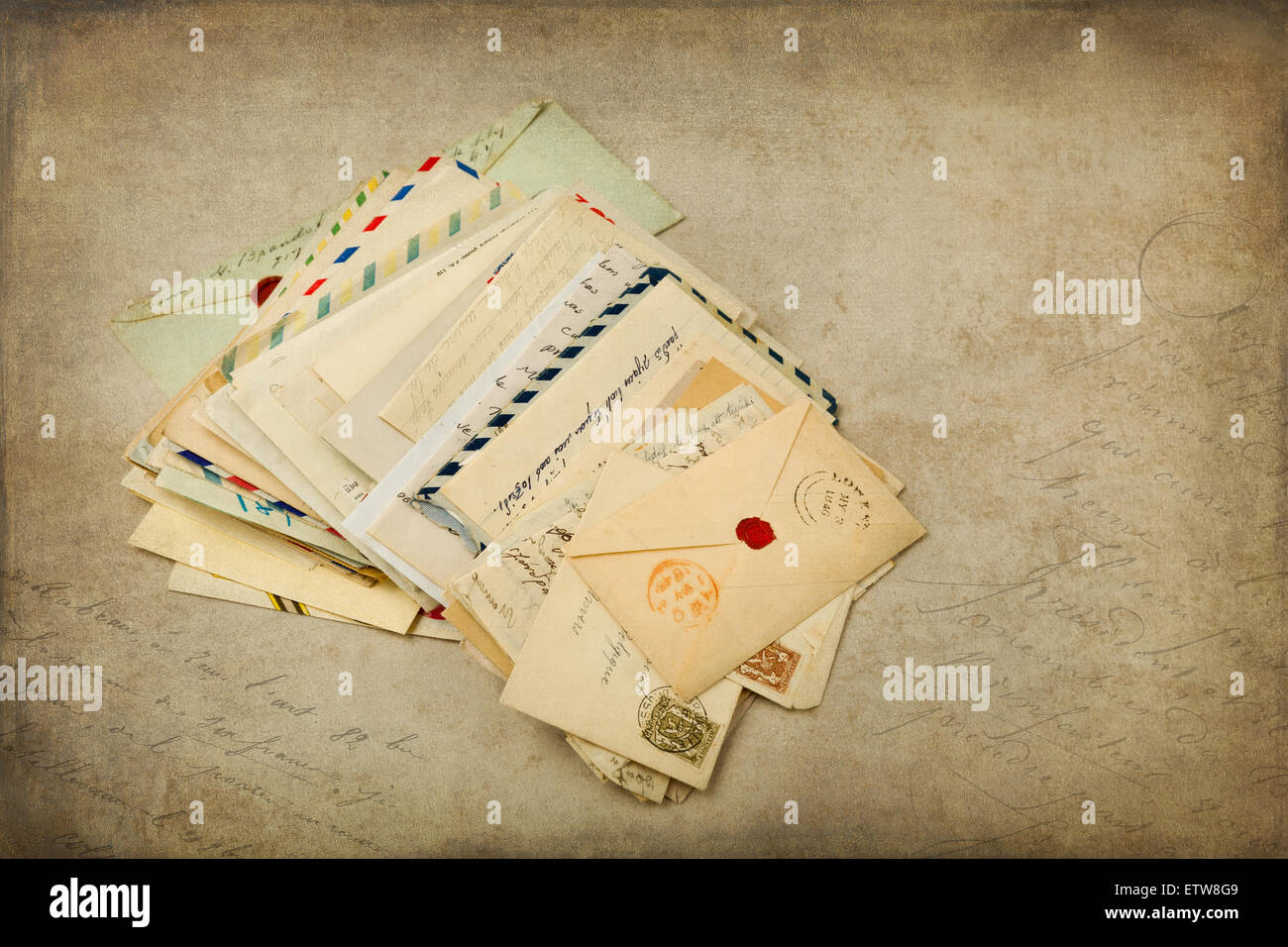 Old envelopes and letters stacked in a bundle Stock Photo - Alamy