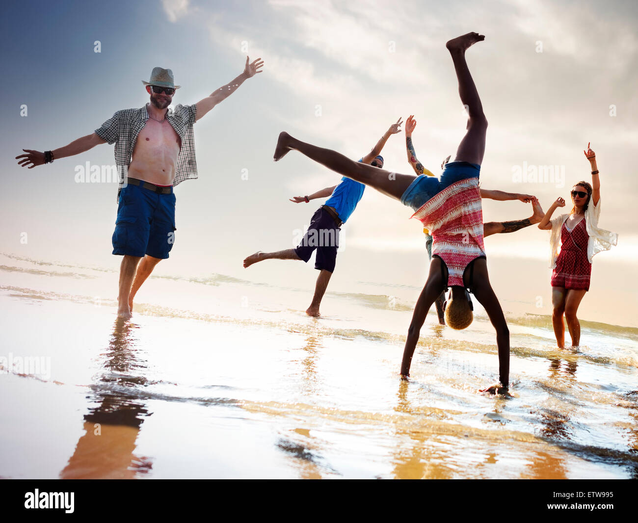 Friendship Freedom Beach Summer Holiday Concept Stock Photo - Alamy