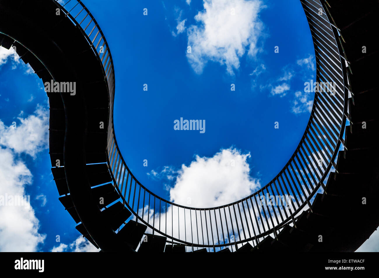 Germany, Munich, upward view of DNA Staircase built by Olafur Eliasson ...
