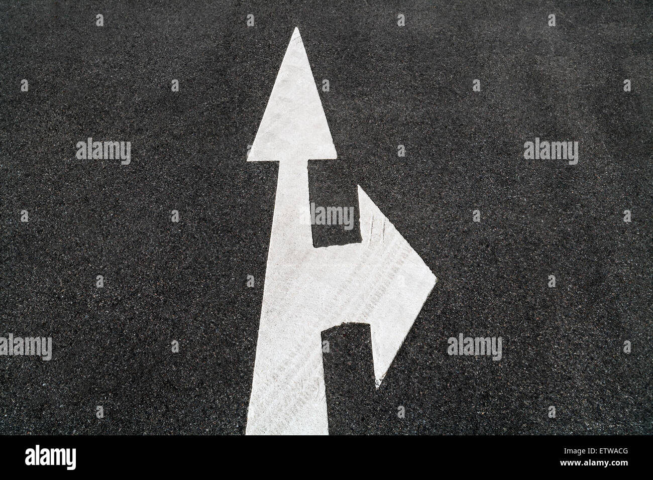 Road marking, Arrows, right and straight ahead Stock Photo - Alamy