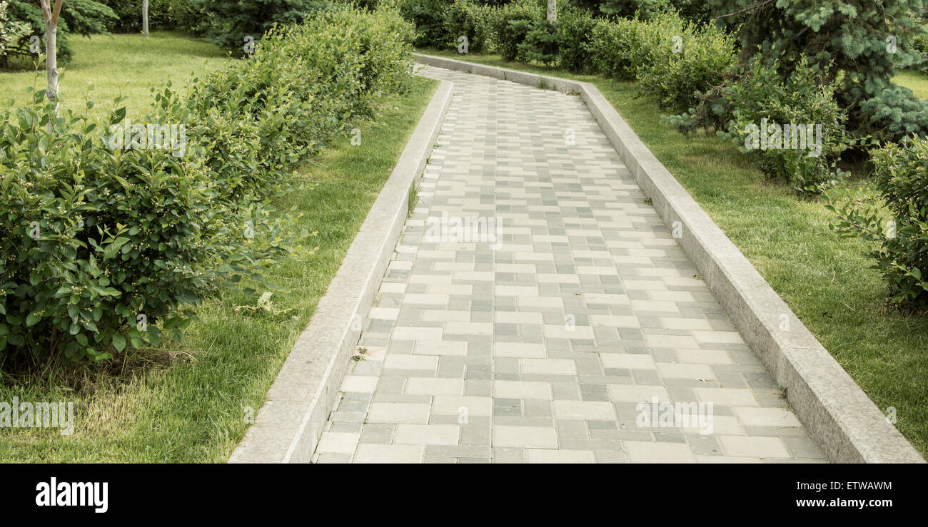 walking path tiles near river station in Samara Stock Photo - Alamy