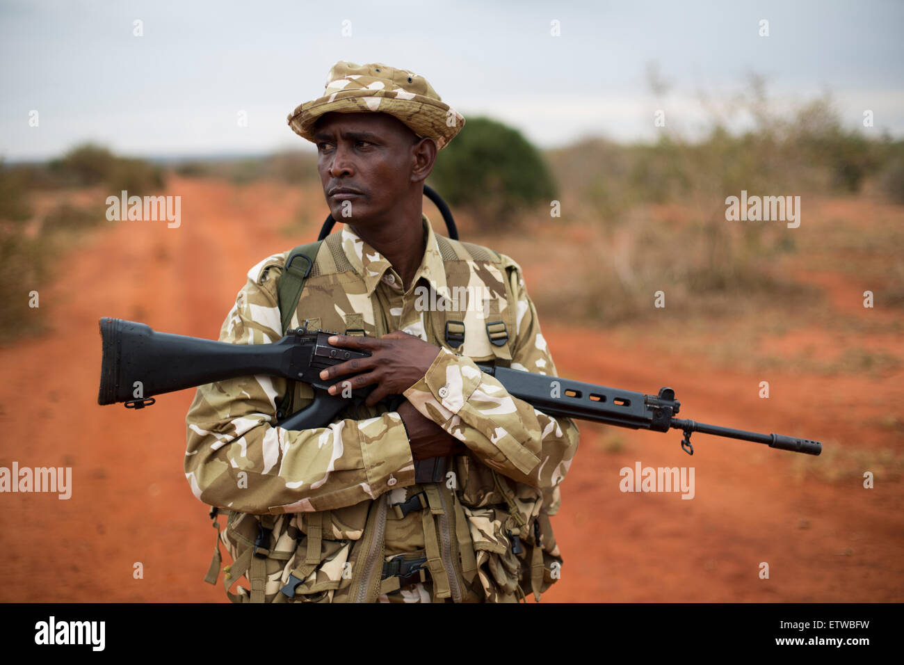 Kenya Wildlife Ranger Nelson Munga from the anti poaching unit during a ...