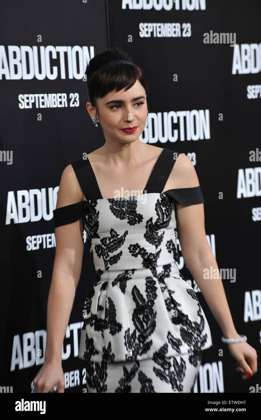 LOS ANGELES, CA - SEPTEMBER 15, 2011: Lily Collins at the world ...