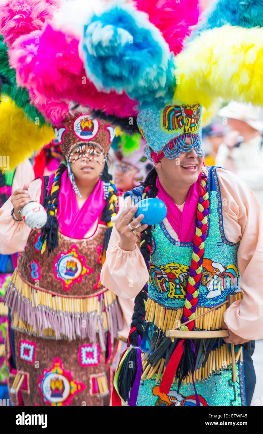 Native Americans with traditional costume participates at the festival ...
