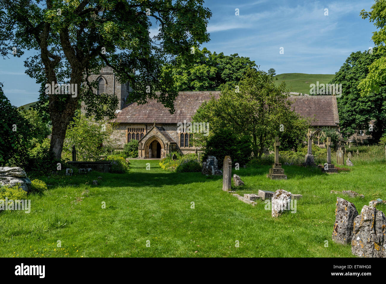 small village church in the centre of Kettlewell in Yorkshire Stock ...