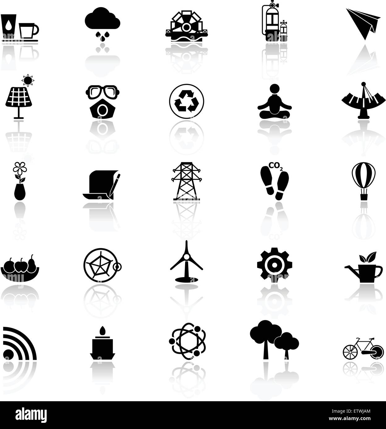 Clean concept icons with reflect on white background, stock vector ...
