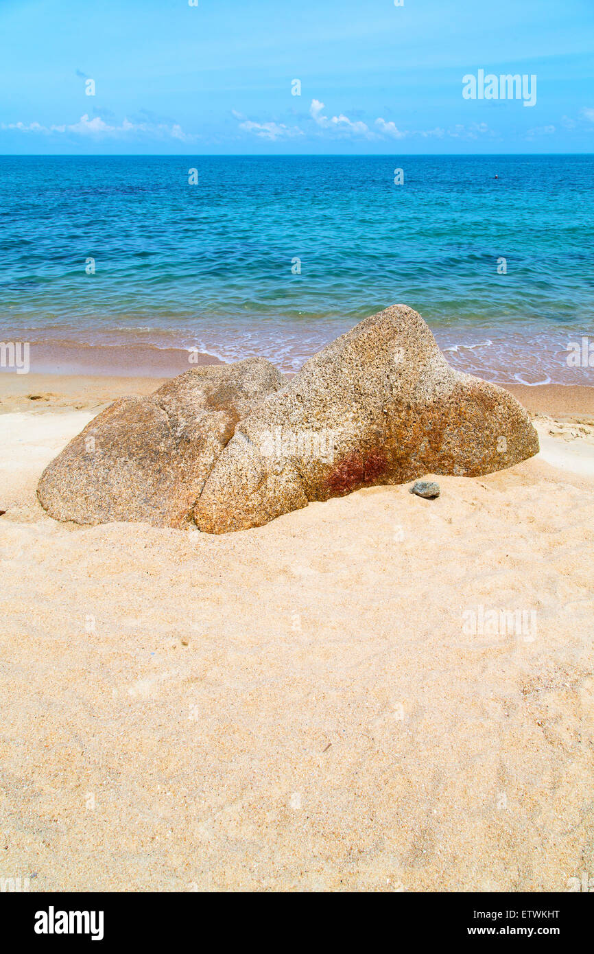 kho samui bay asia isle white beach tree rocks in thailand and south ...