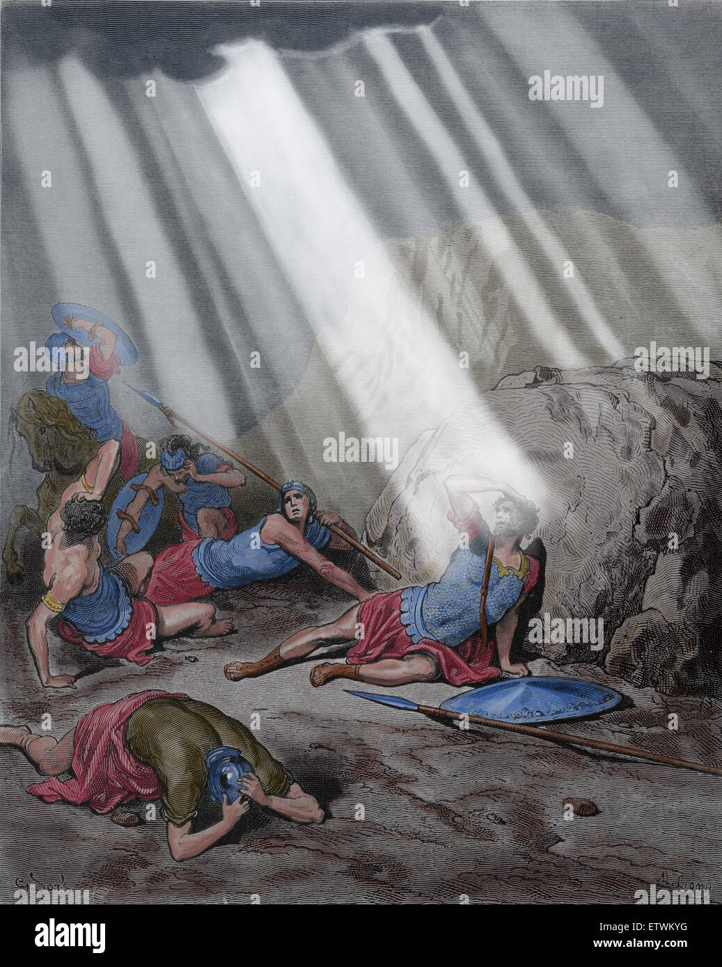 Conversion of Paul of the Apostle. Engraving by Gustave Dore. 19th ...