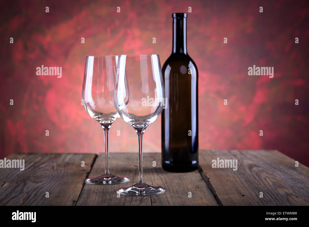 Still life with wine bottle and wine glasses Stock Photo - Alamy
