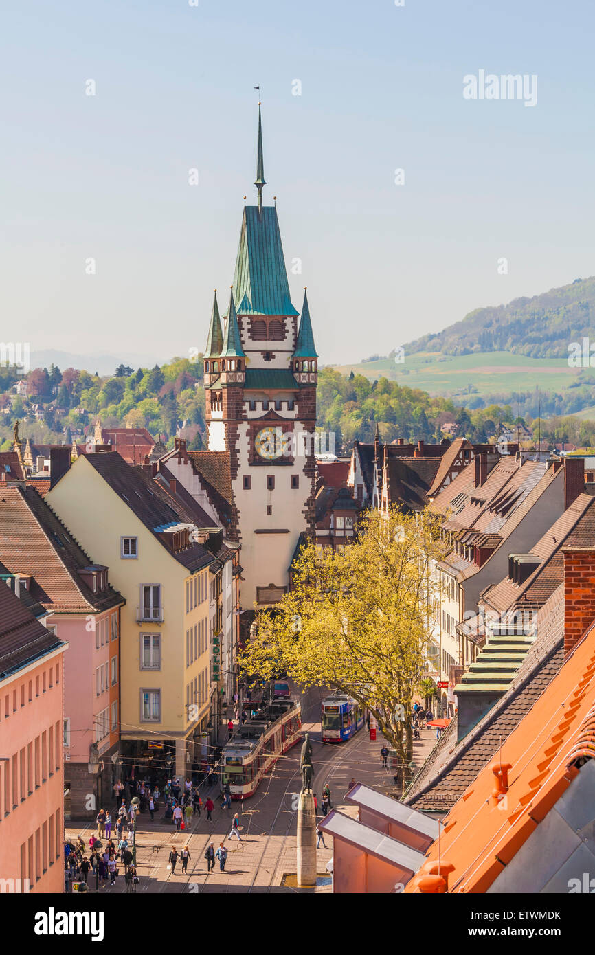 Germany, Baden-Wuerttemberg, Freiburg, Old town, View to Martin's Gate ...