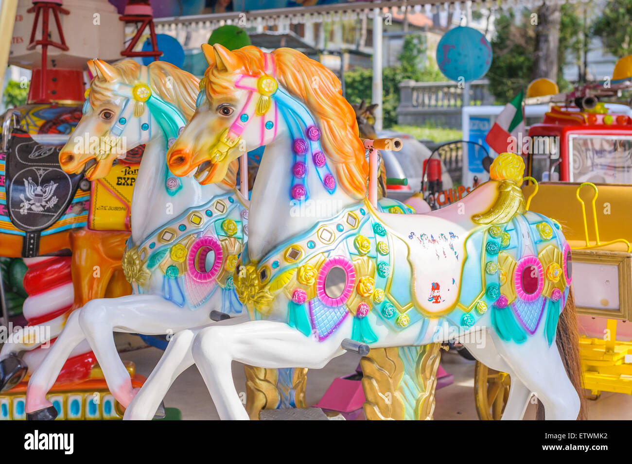 Children fairground carousel horses hi-res stock photography and images ...