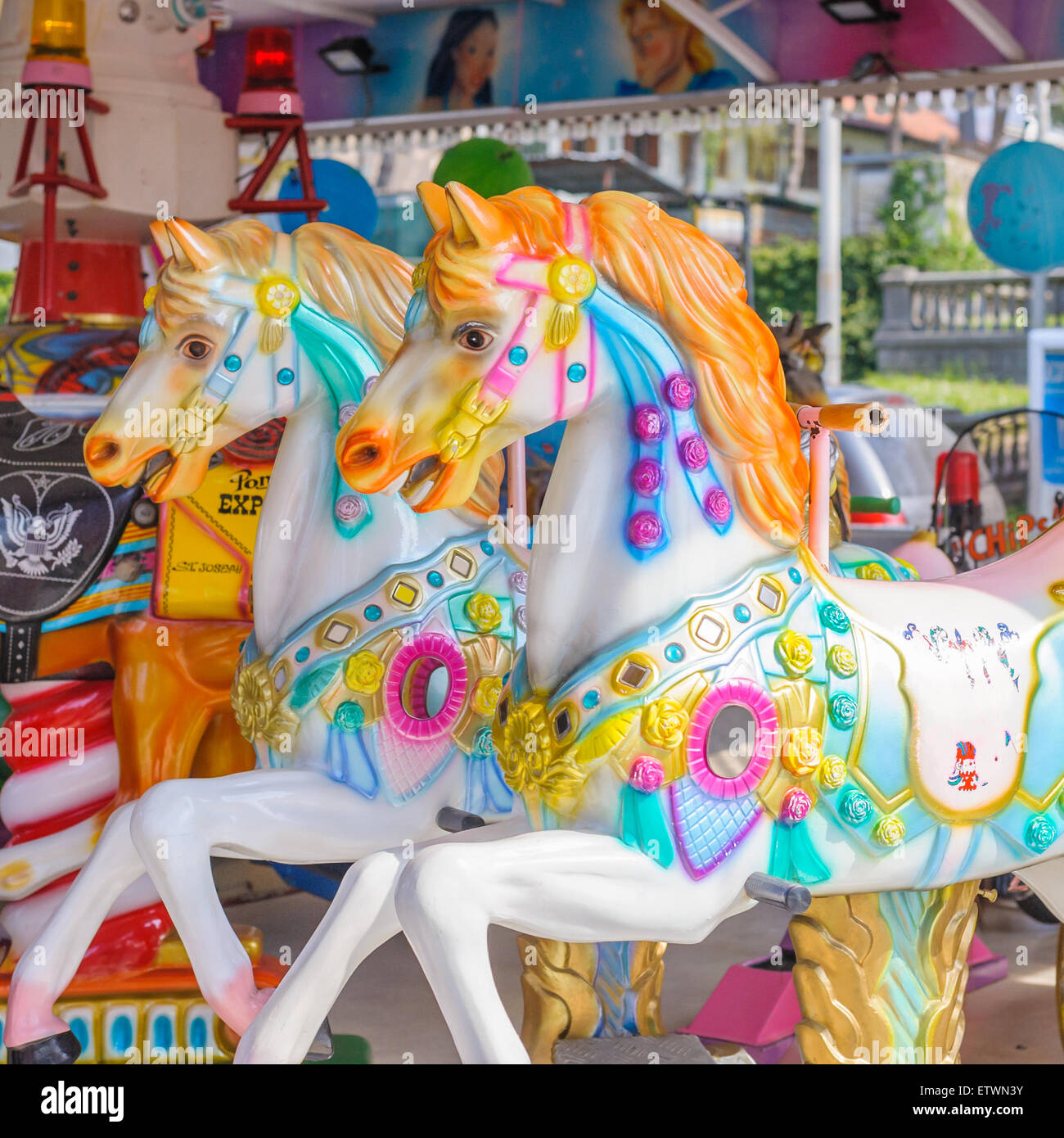 Children fairground carousel horses hi-res stock photography and images ...