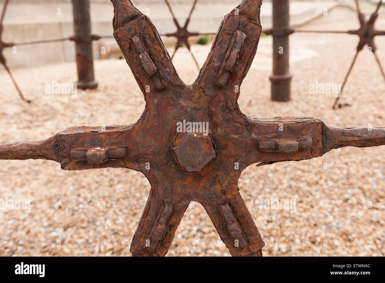 Rusting steel star brace on Dovercourt lighthouse keeping tension and ...