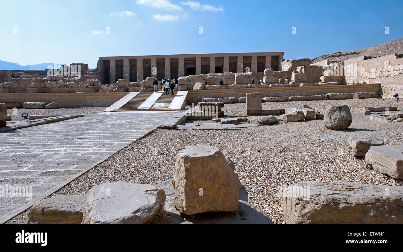 Abydos,Egypt, the mortuary temple of pharaoh Seti I. View from the ...