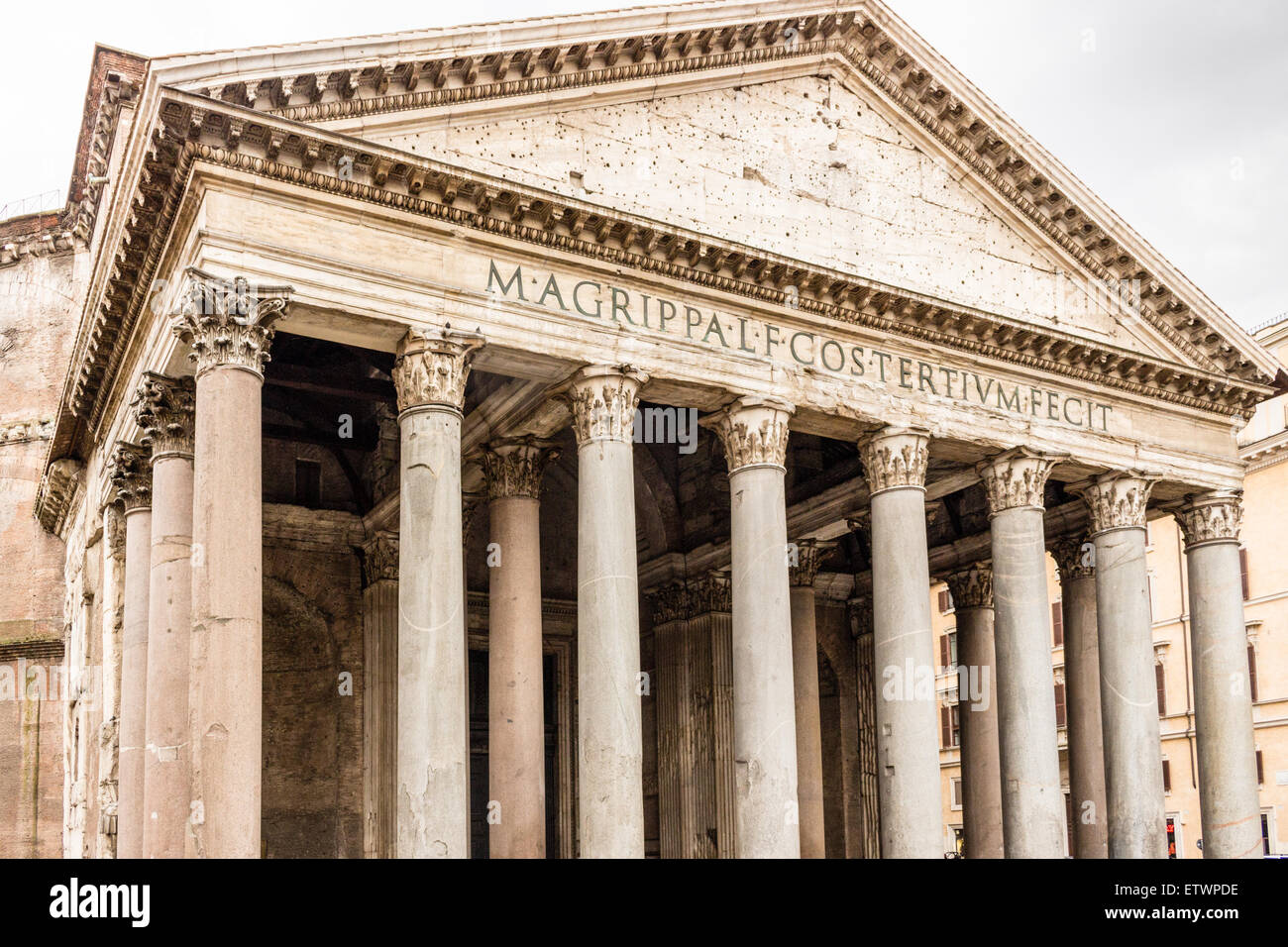 Facade, columns and architecture details of historical building in the ...