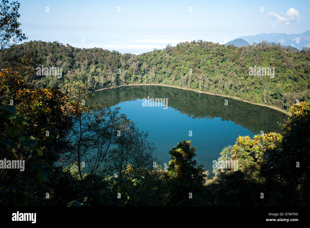 Mayan sacred Chicabal Lake (Laguna Chicabal) at Volcan Chicabal ...