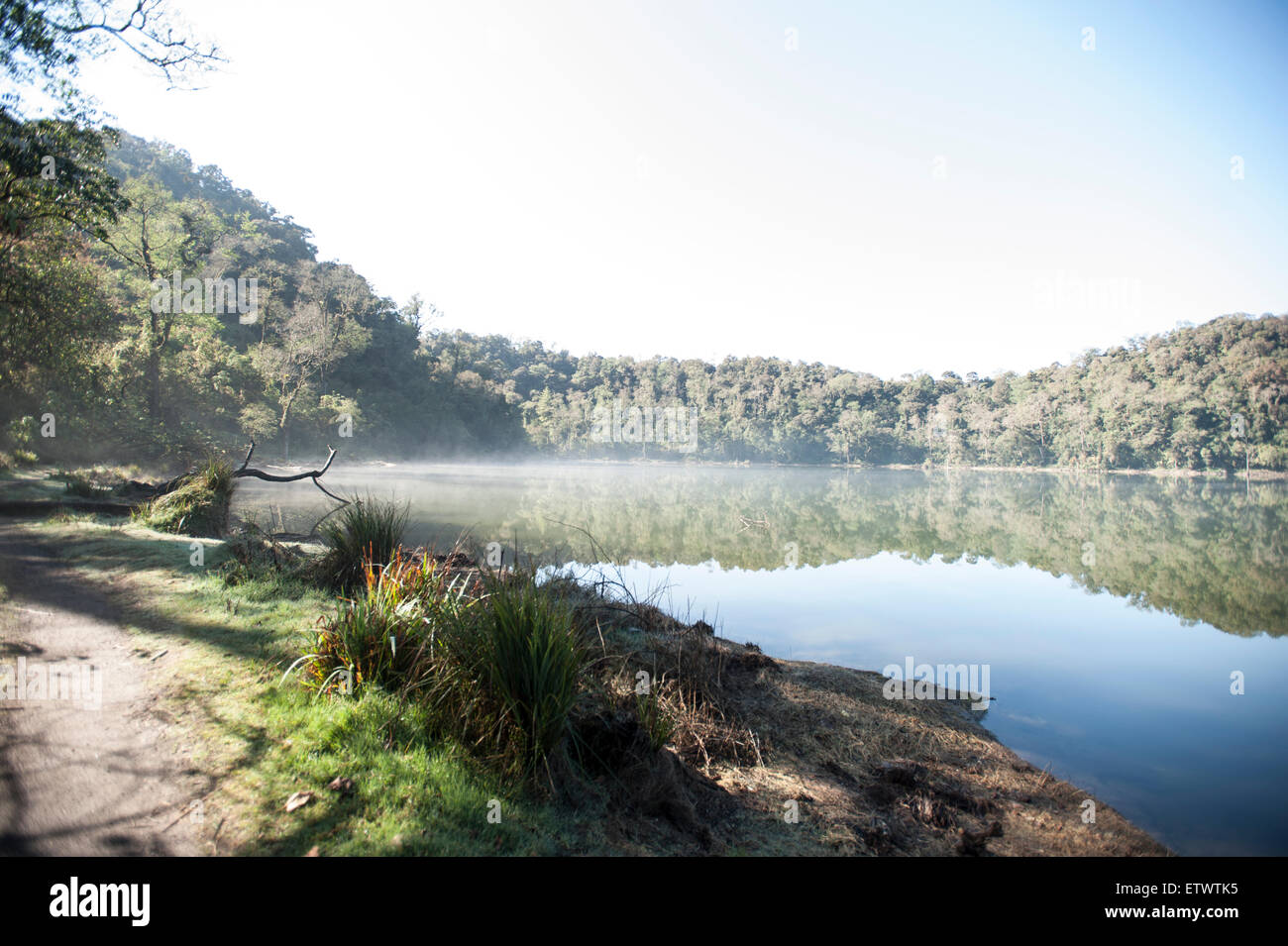 Mayan sacred Chicabal Lake (Laguna Chicabal) at Volcan Chicabal ...