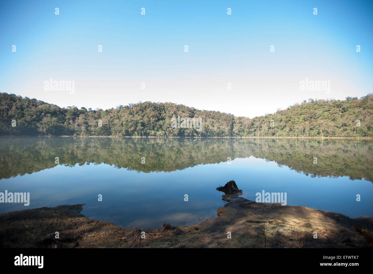 Mayan sacred Chicabal Lake (Laguna Chicabal) at Volcan Chicabal ...