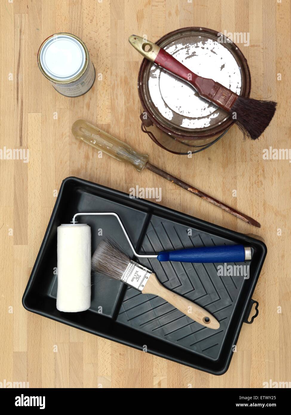 A close up shot of painting equipment Stock Photo - Alamy