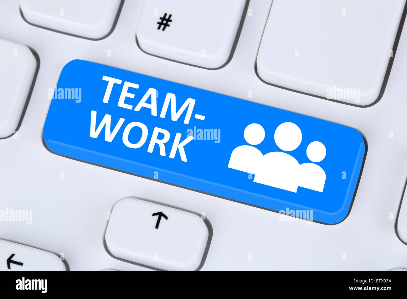 Teamwork and business team online on computer keyboard internet Stock ...