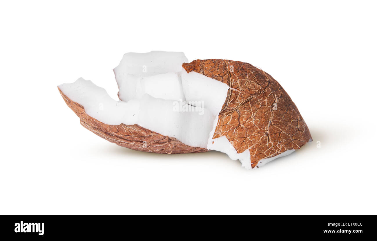 Two pieces of coconut pulp on each other isolated on white background ...