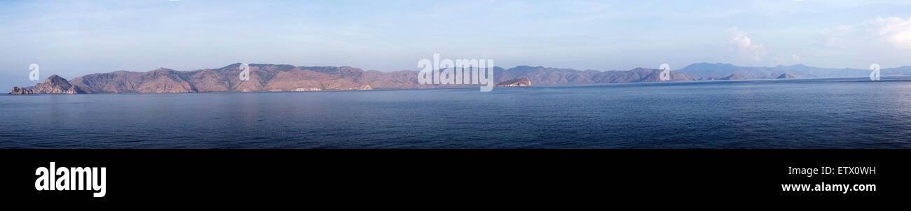 Panorama of Komodo Island, Indonesia, land of the Komodo Dragon Stock ...