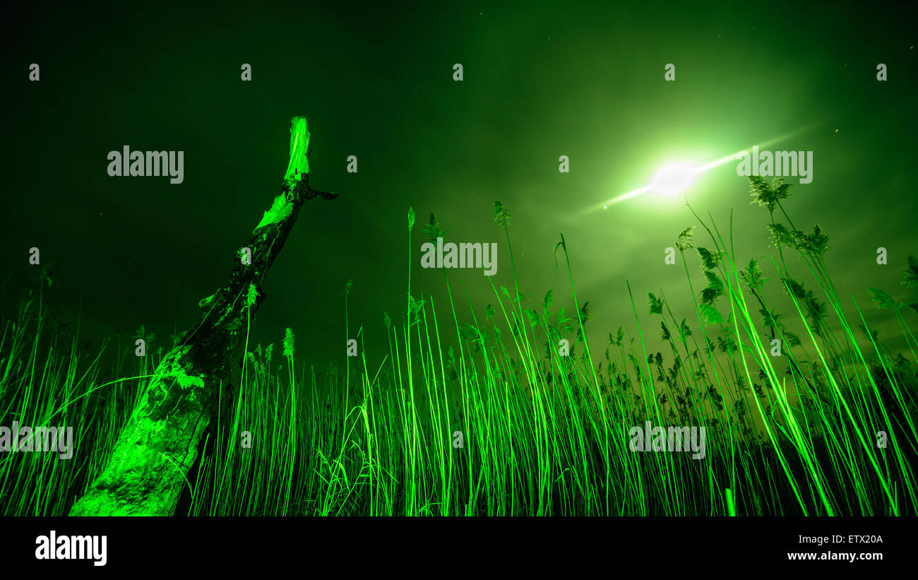 UfO ray of the unusual moon - night full moon mystical landscape ...