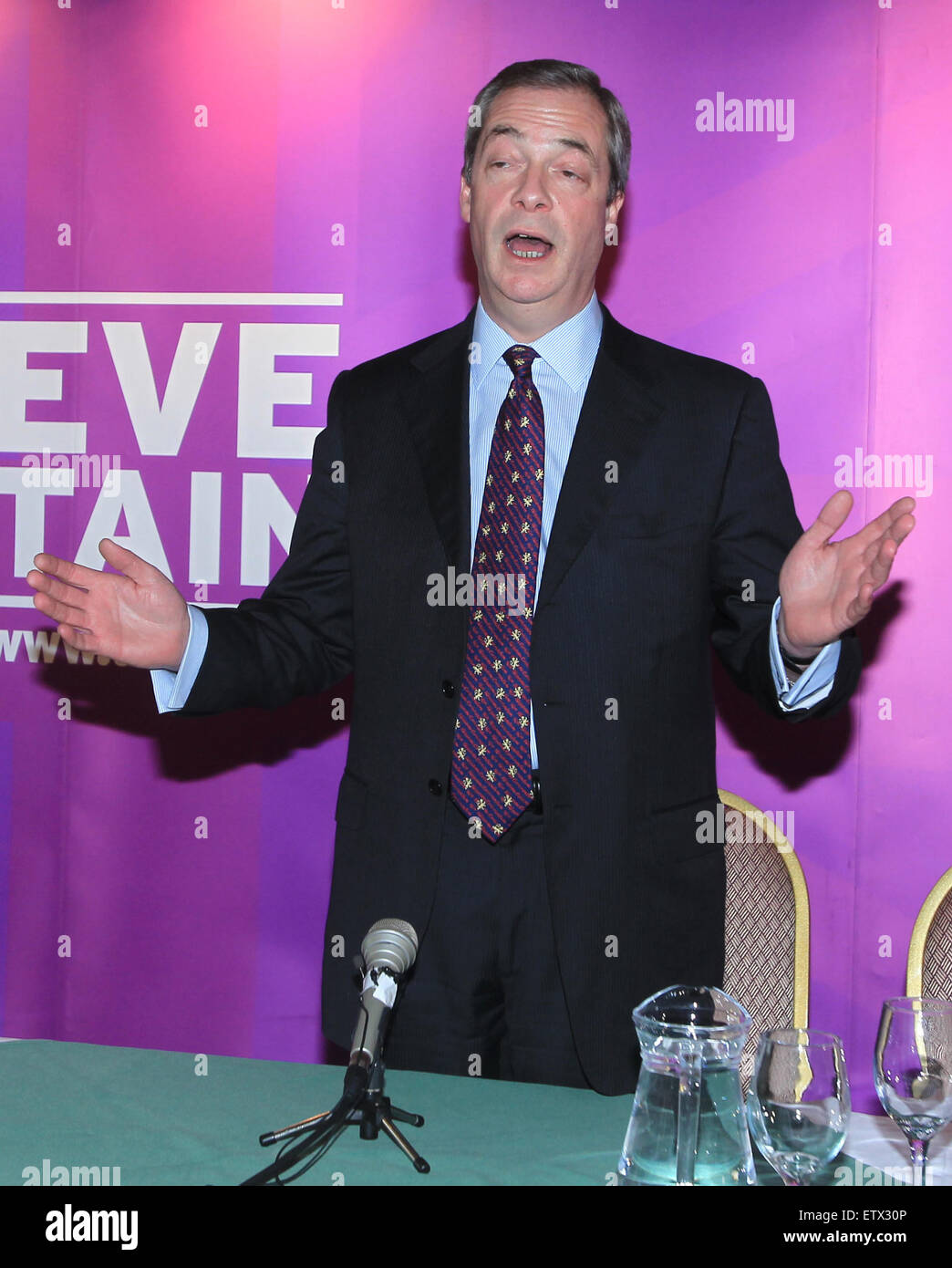 UKIP Press Conference held at the Grand Hotel Featuring: Nigel Farage ...