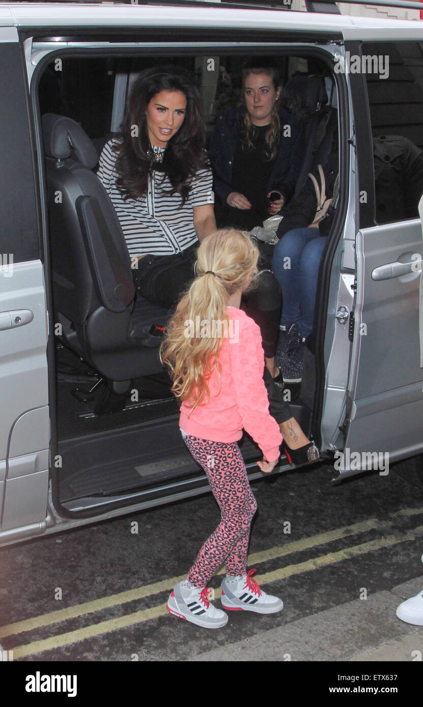 Katie Price and her daughter Princess Tiaamii arriving at BAFTA ...