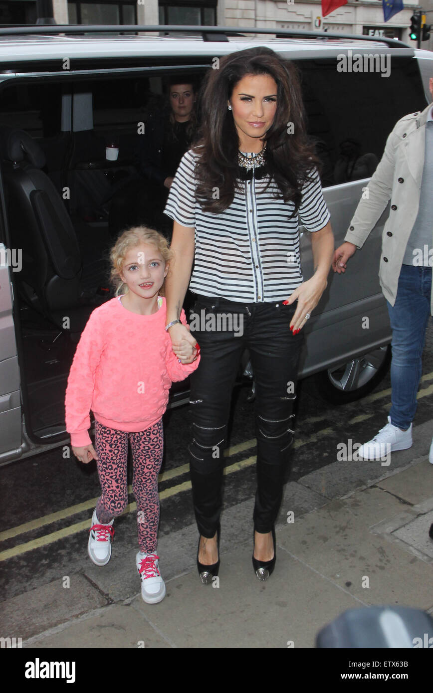 Katie Price and her daughter Princess Tiaamii arriving at BAFTA ...