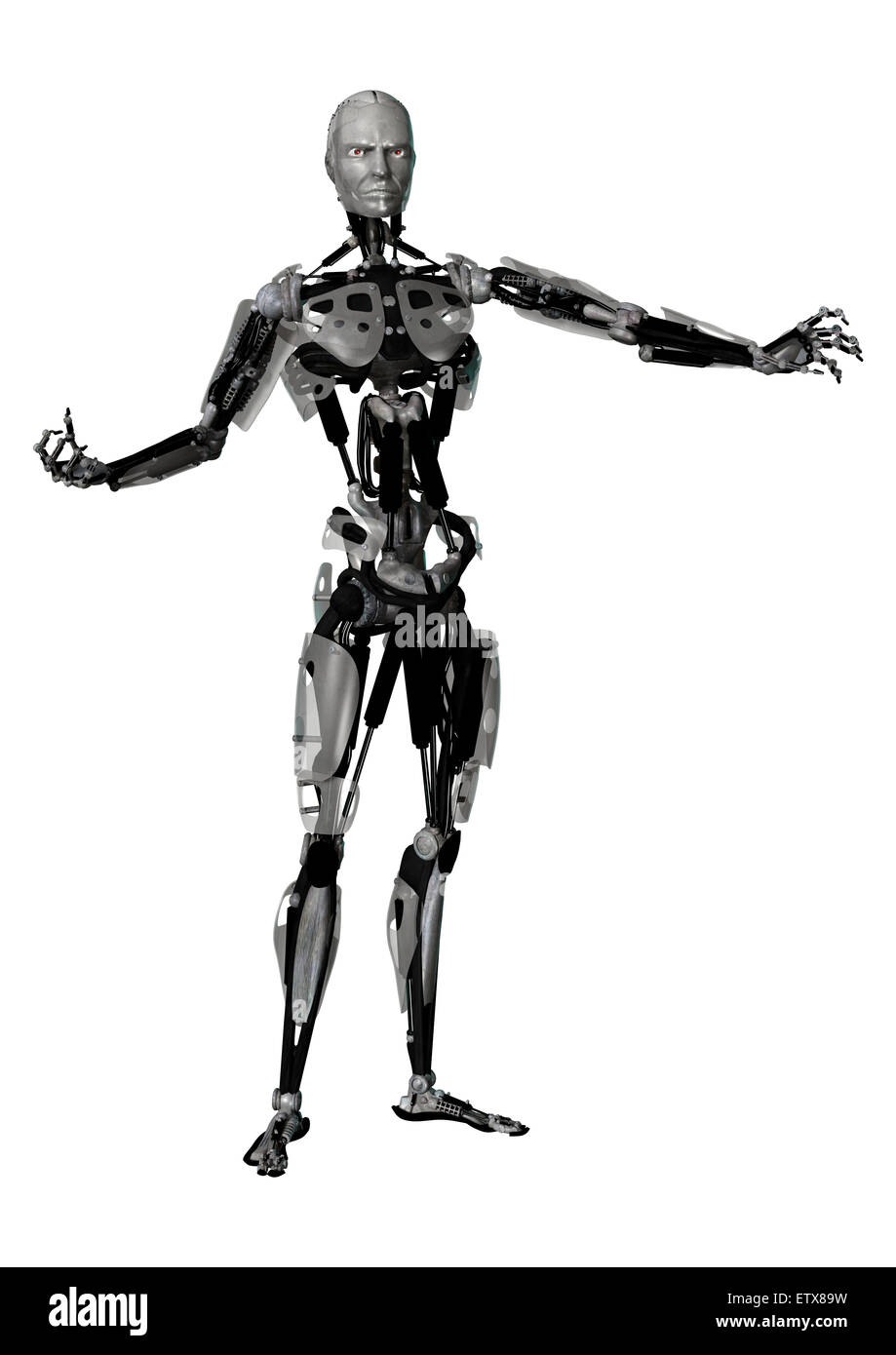 3D digital render of a male cyborg isolated on white background Stock ...