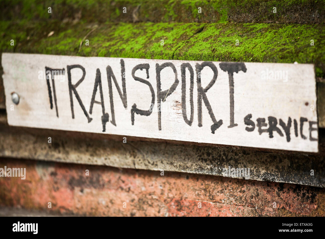 Handmade transport service sign Stock Photo - Alamy