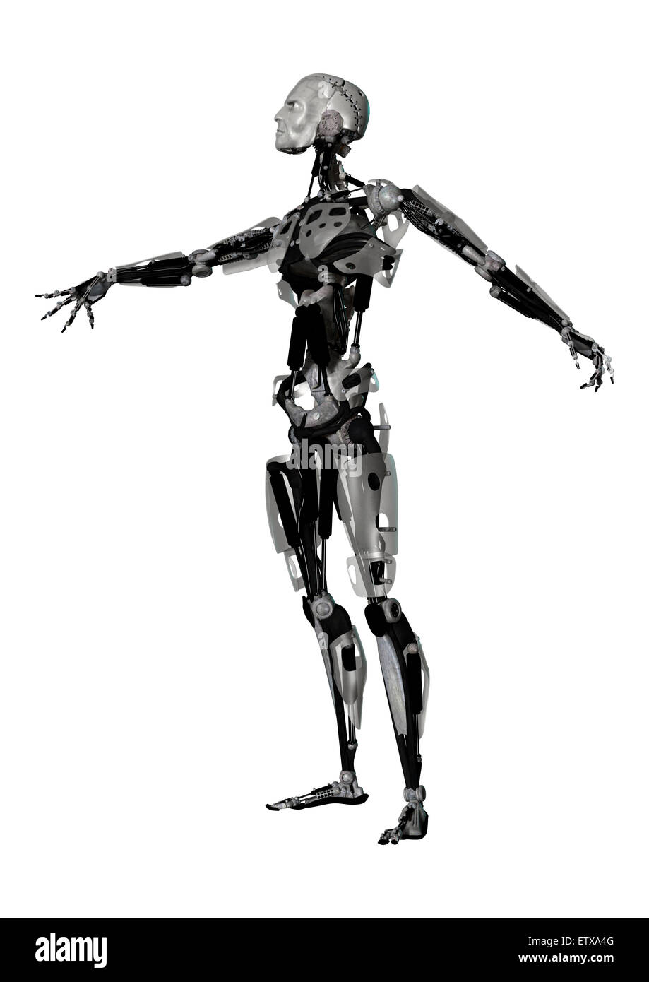 3D digital render of a male cyborg isolated on white background Stock ...