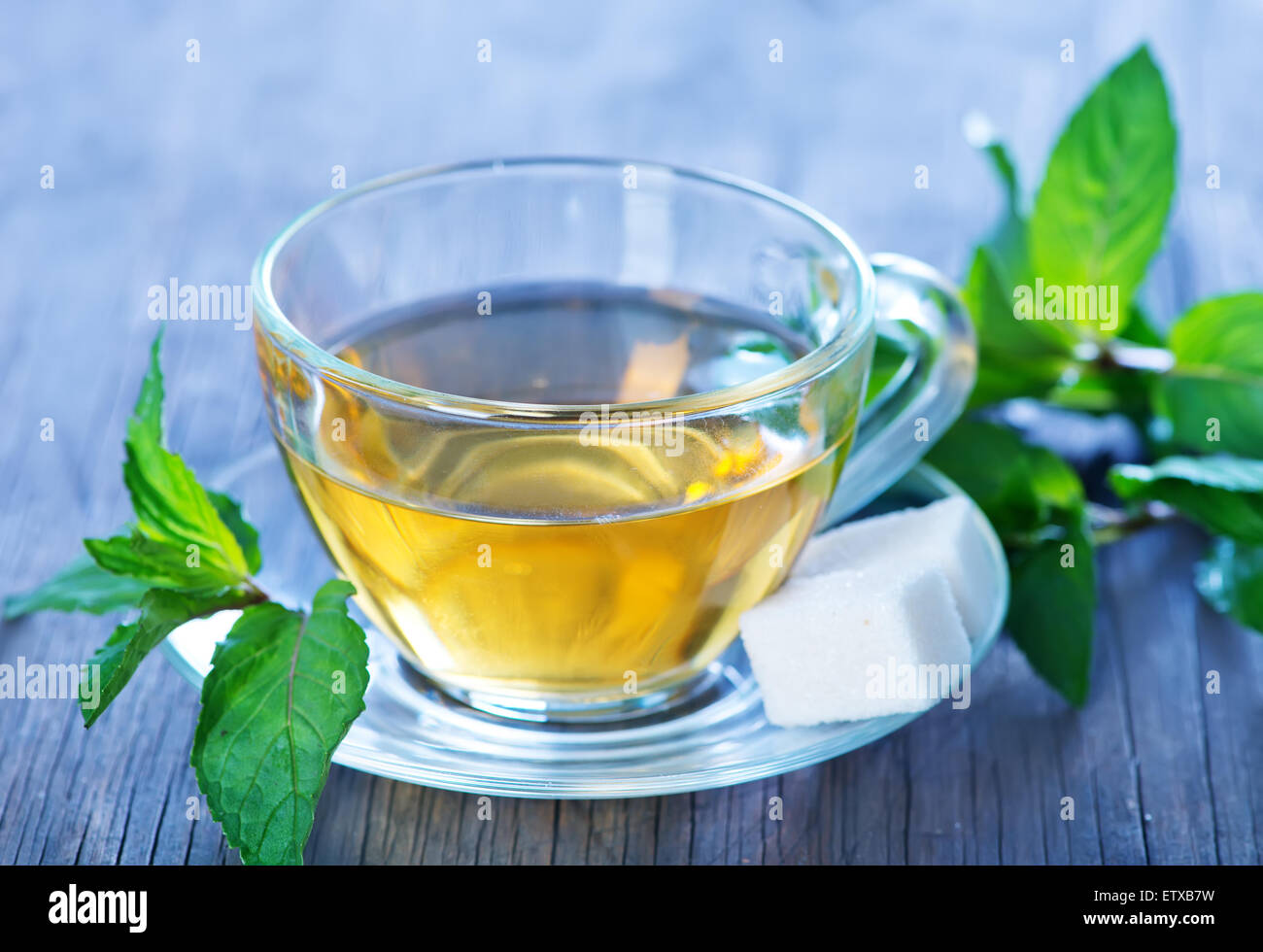 mint tea in cup and on a table Stock Photo - Alamy