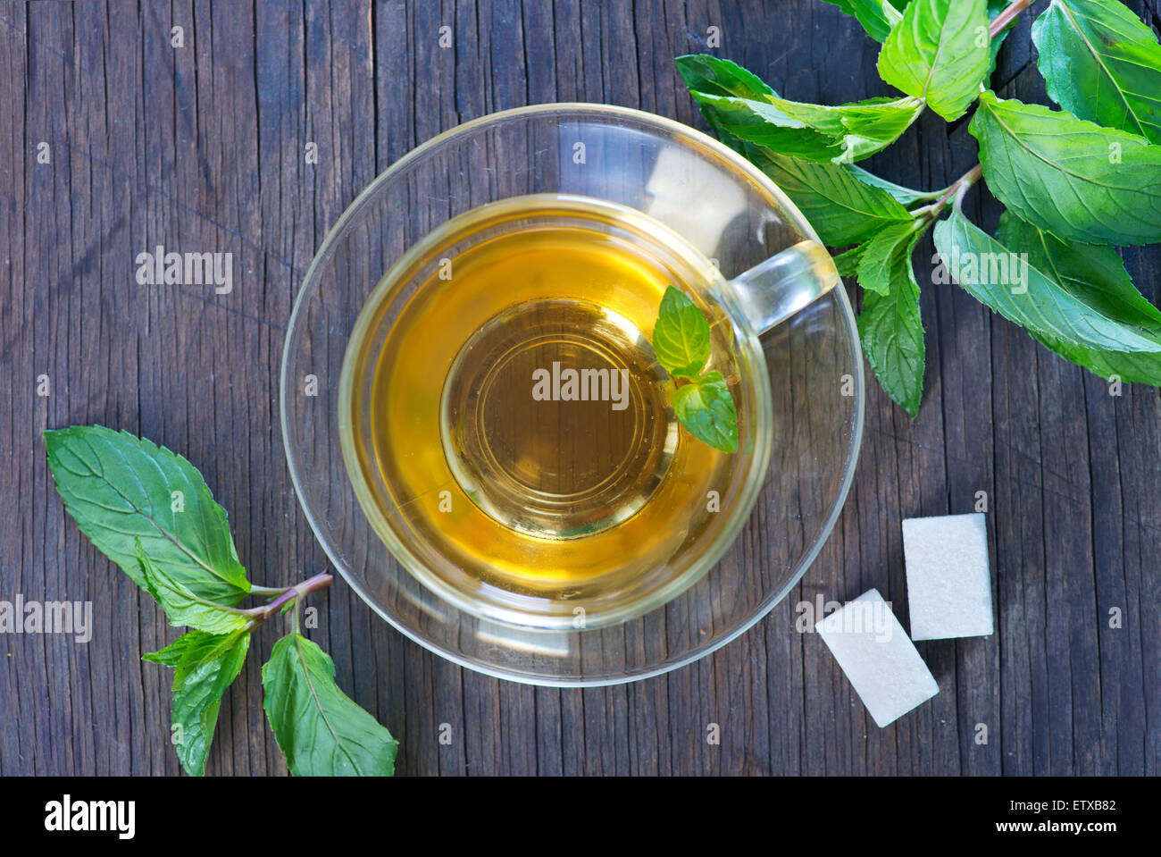mint tea in cup and on a table Stock Photo - Alamy