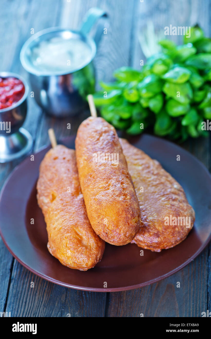 Hot dog on a stick corn dog hi-res stock photography and images - Alamy