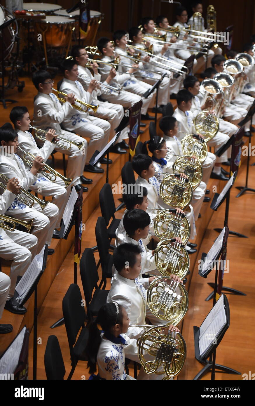 Beijing, China. 16th June, 2015. Bandsmen of a student wind band from ...