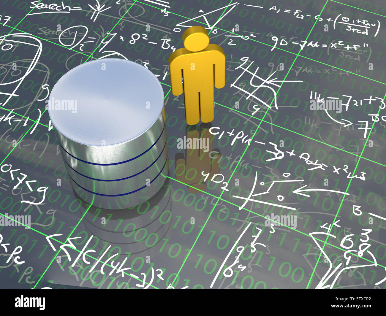 Database Engineer - An abstract man standing next to a database ...