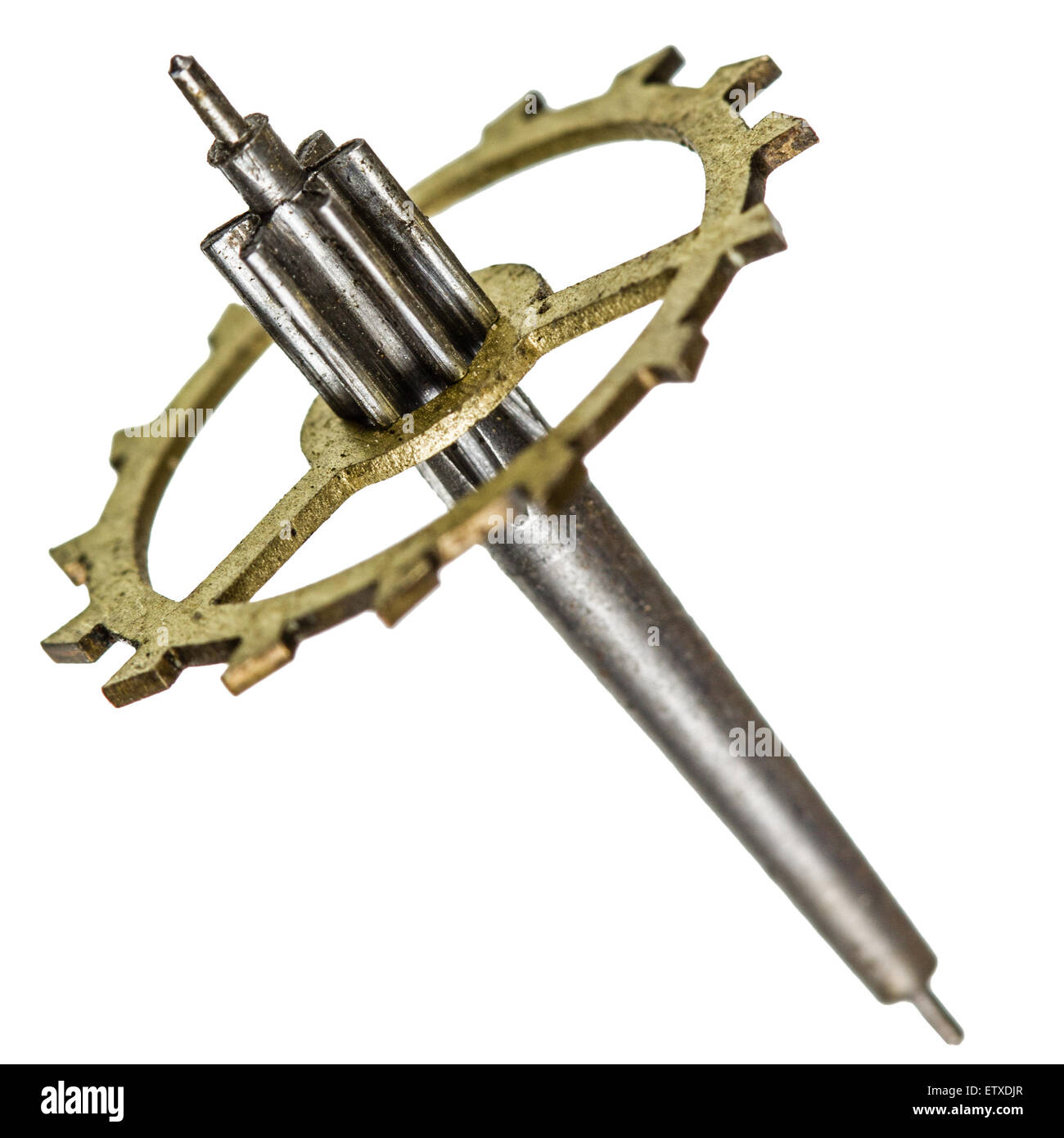 Pinion of old clock mechanism, isolated on white background Stock Photo ...