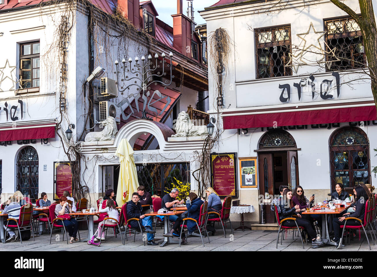The Jewish restaurant Ariel at Kazimierz, Old Jewish district in Krakow ...