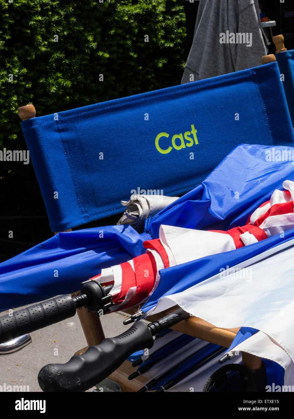 Cast Chair with Umbrellas Stock Photo - Alamy