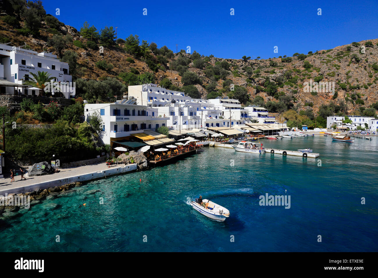 Loutro, Greece, overlooking the seaside village of Loutro in Crete ...