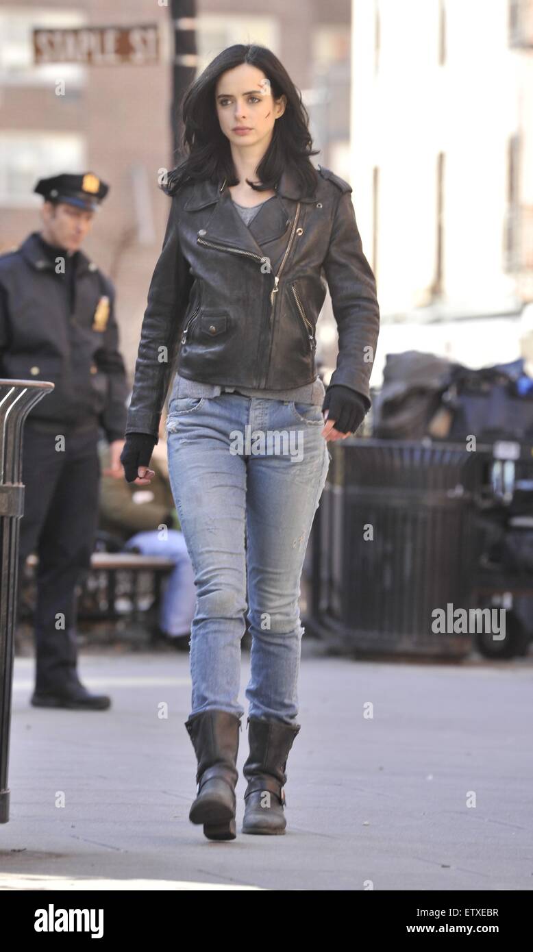 Krysten Ritter on the Jessica Jones set Featuring: Krysten Ritter Where: Manhattan, New York ...