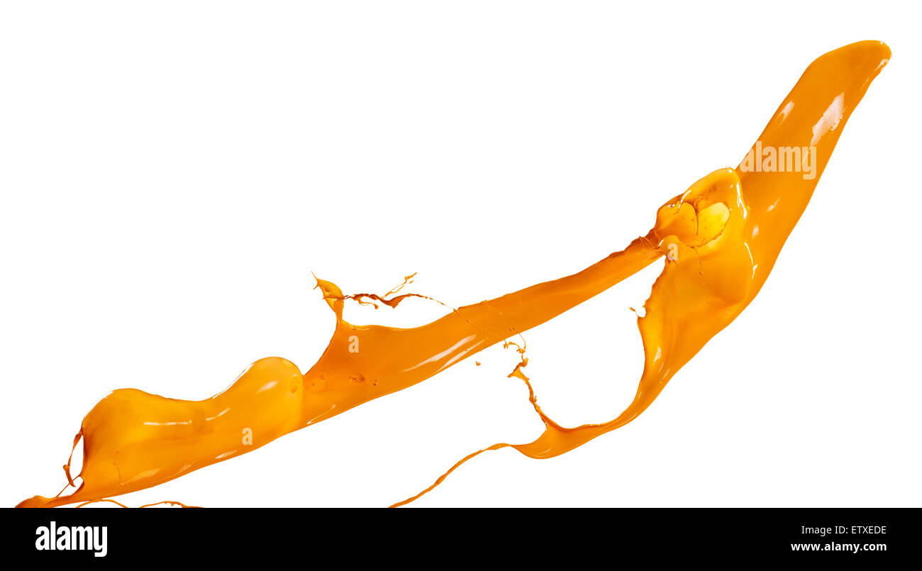 a perfect splash of orange paint isolated on white background Stock ...