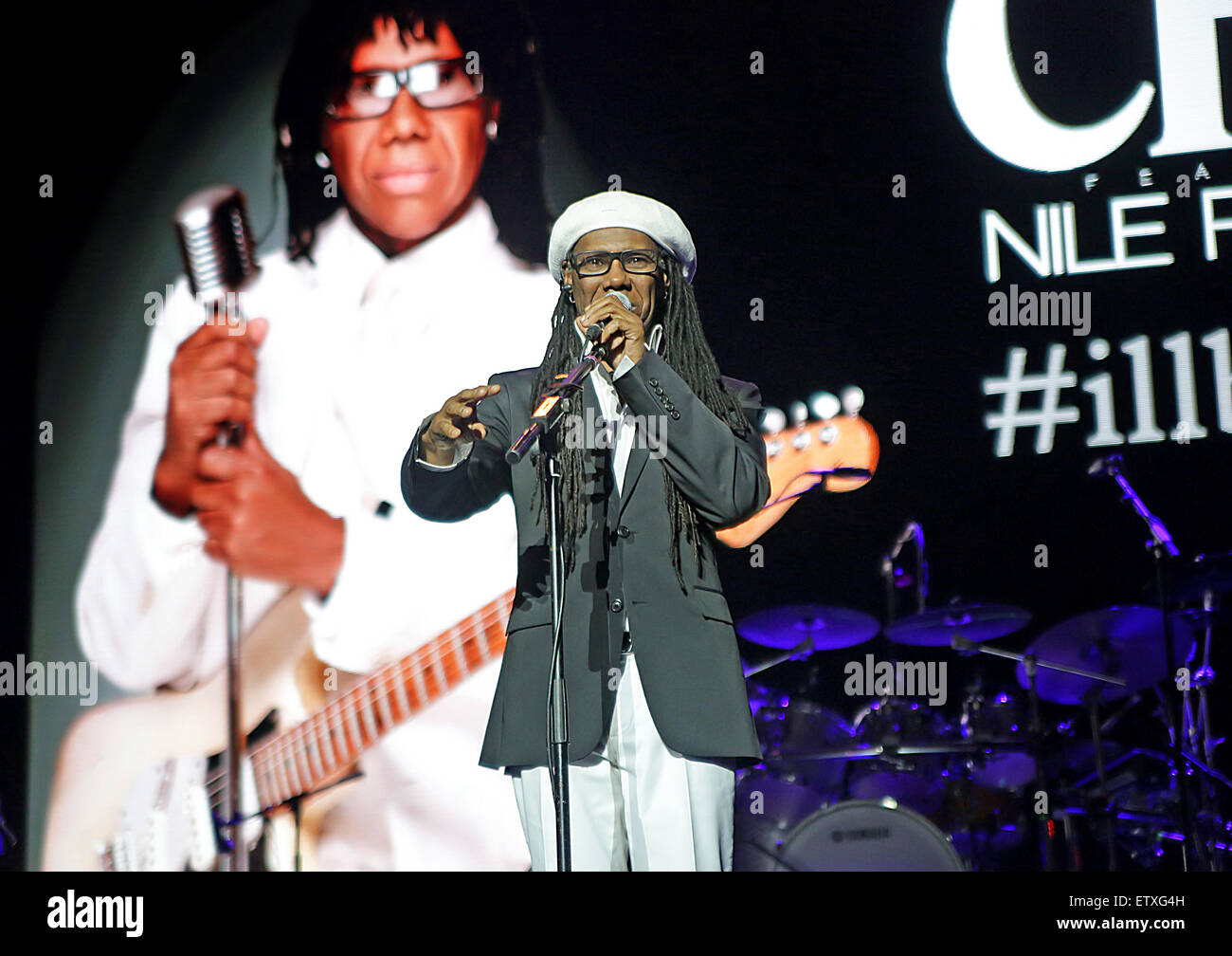 Chic featuring Nile Rodgers performing live on stage at Manchester O2 ...