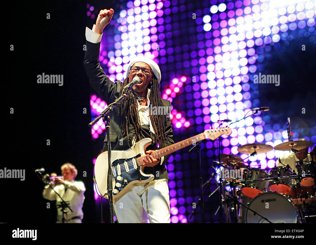 Chic featuring Nile Rodgers performing live on stage at Manchester O2 ...