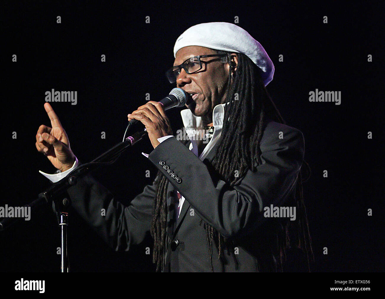 Chic featuring Nile Rodgers performing live on stage at Manchester O2 ...