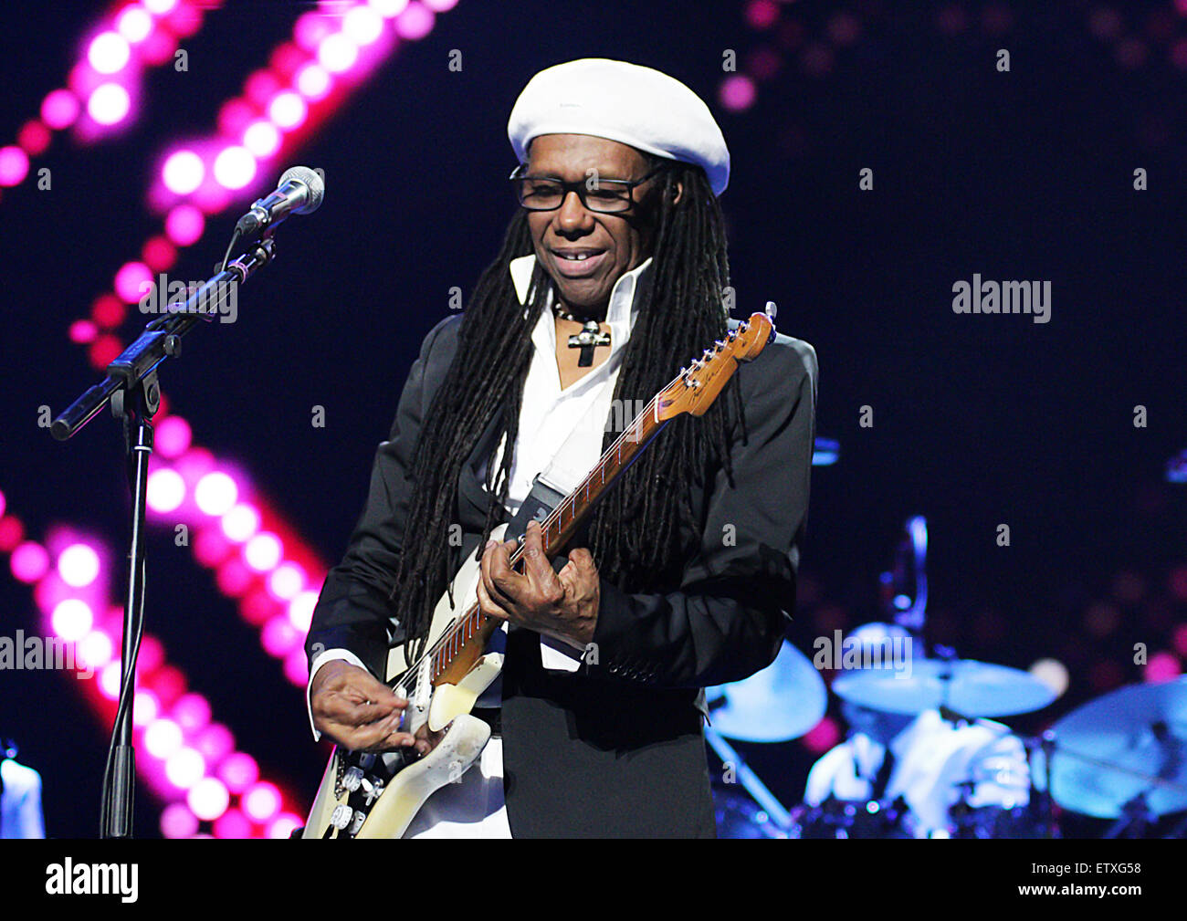 Chic featuring Nile Rodgers performing live on stage at Manchester O2 ...