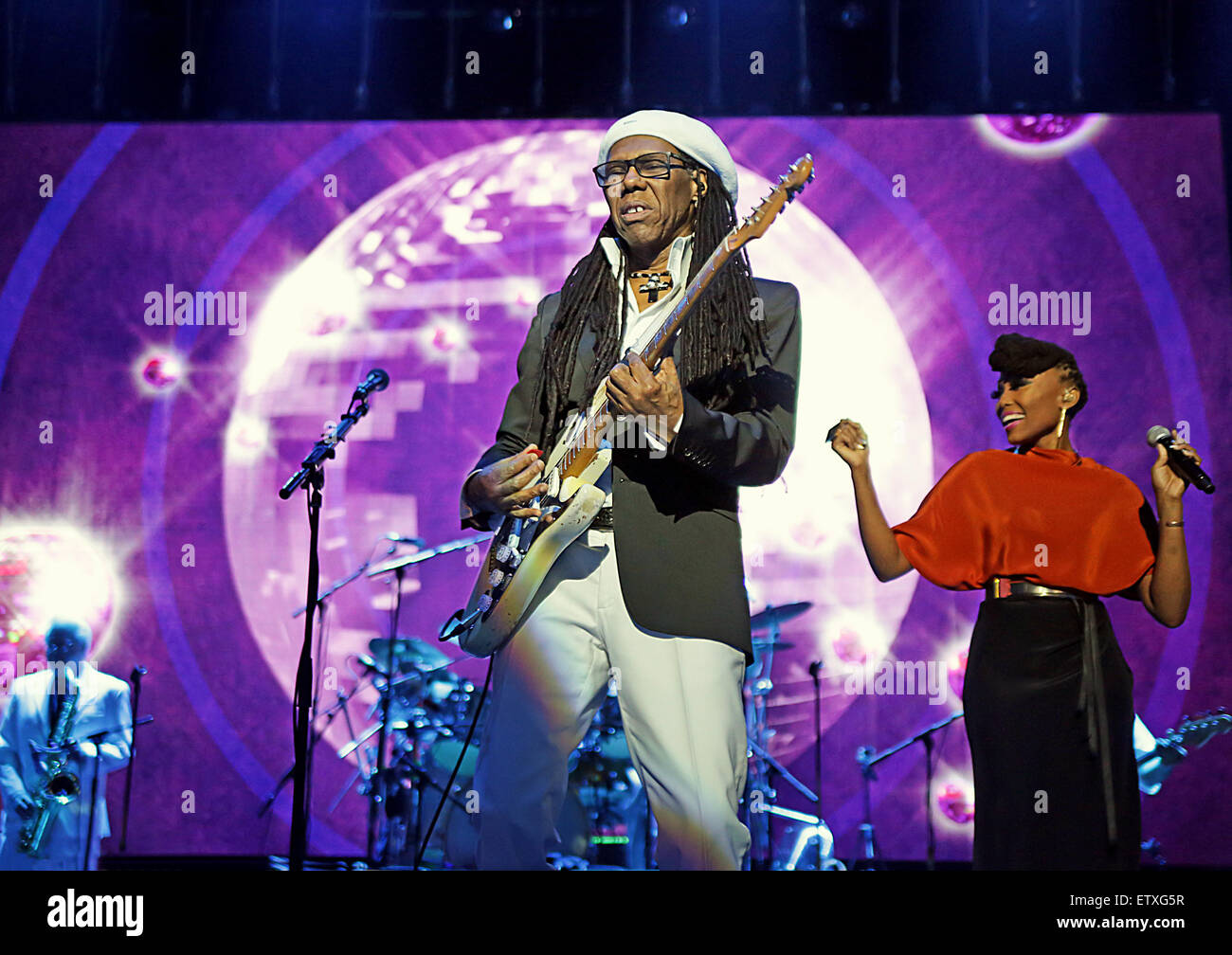 Chic featuring Nile Rodgers performing live on stage at Manchester O2 ...